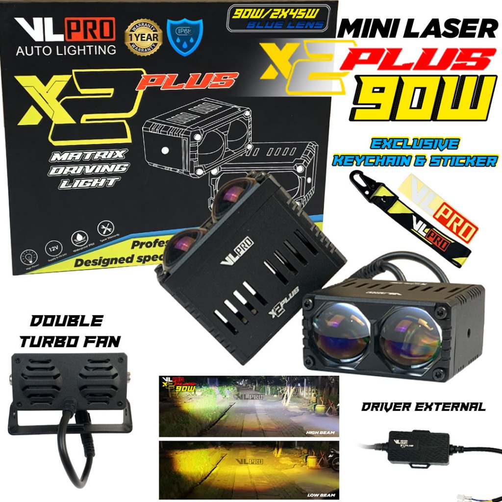 Jual Lampu Tembak VLPRO X2 Plus Blue Lens 90W 2 Warna Kuning Putih Led ...