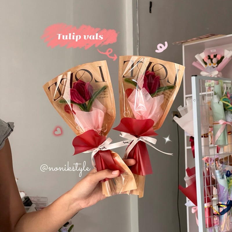 Jual (Harga 1pcs) Buket single love kawat bulu| single buket| buket ...