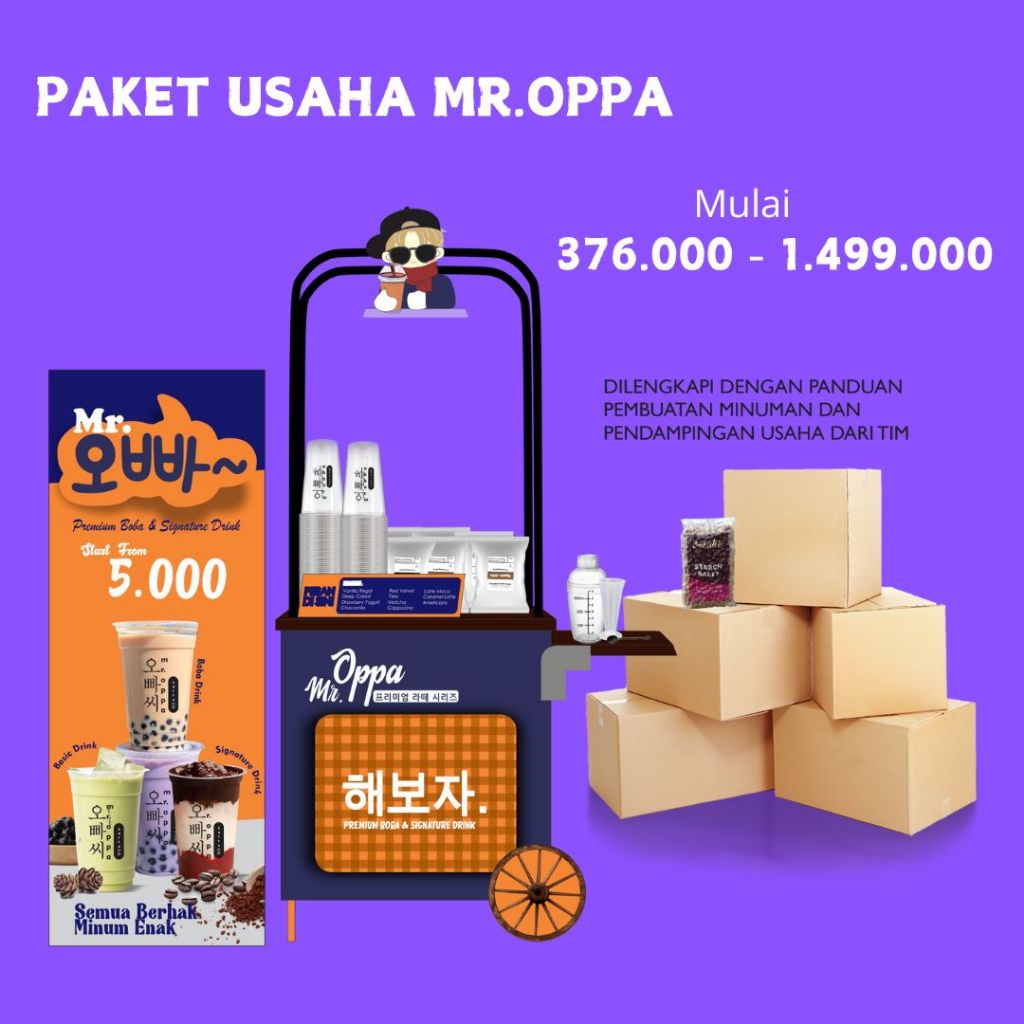 Jual PAKET USAHA MINUMAN KEKINIAN/ KEMITRAAN/ FRANCHISE MR.OPPA ...