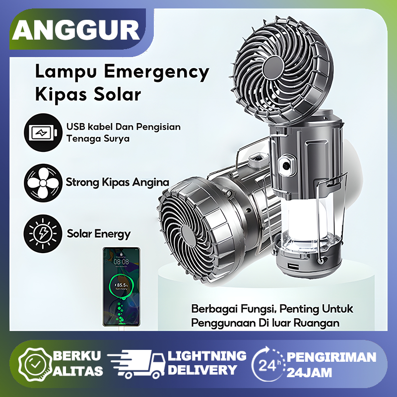 Jual Lampu Emergency Camping LED kipas Lampu Solar 2 in 1 Lampu ...