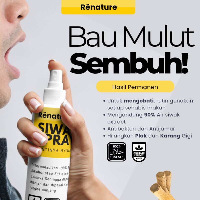Jual Renature - Siwak Spray atau mouth spray Penghilang Bau Mulut | Shopee Indonesia