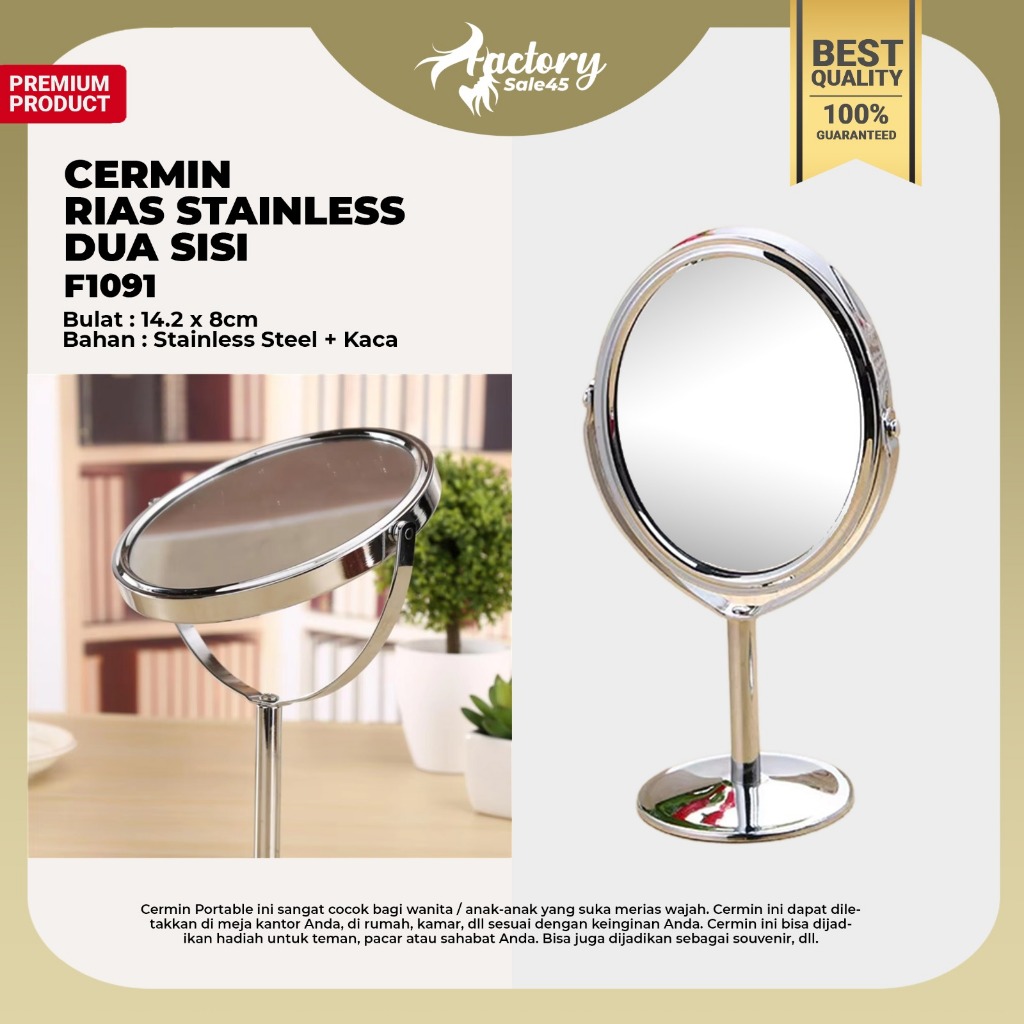 Jual Cermin Meja Rias Stainless Dua Sisi Double Side Cermin ...