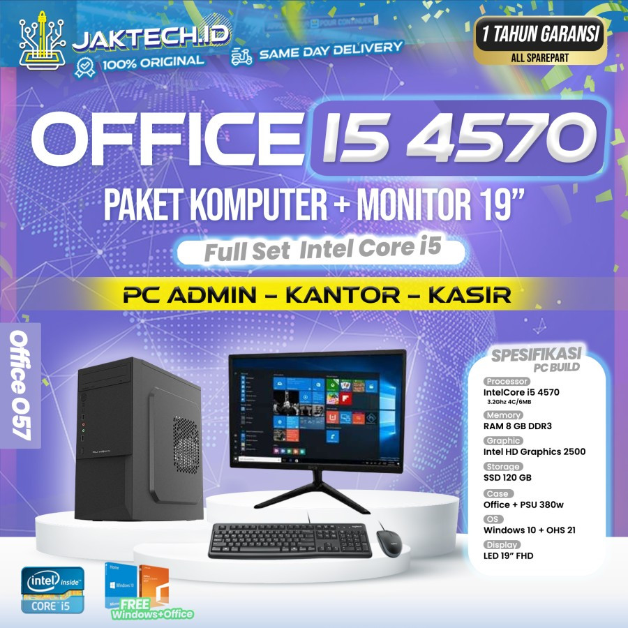 Jual PC/Komputer Rakitan i5 4570 (Gen 4) 8 GB SSD CPU Office Admin Kantor Kasir Sekolah UNBK ...