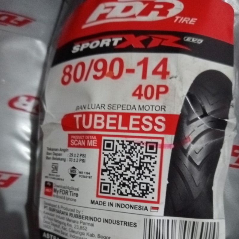 Jual ban fdr sport xr evo 80/90-14 tubeless | Shopee Indonesia