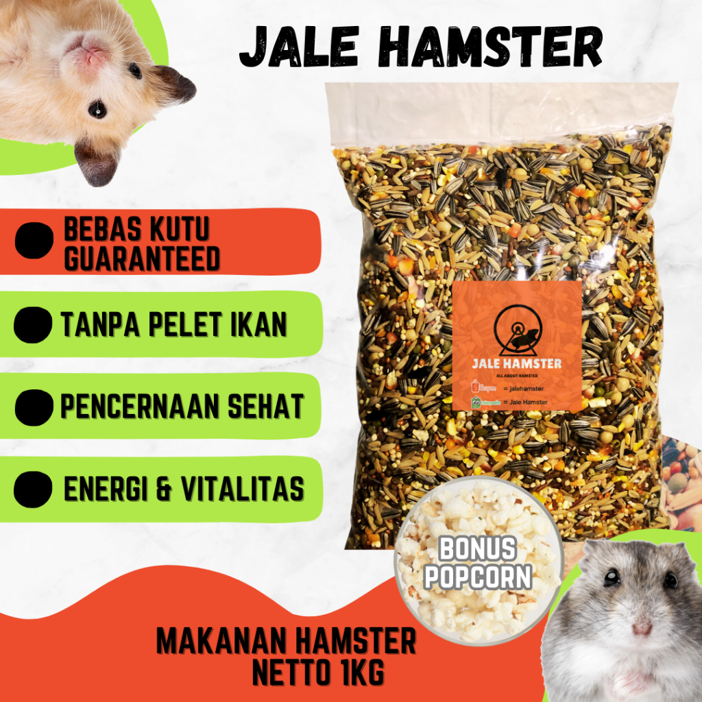 Jual Makanan Hamster 1kg/Pakan Hamster 1kg FREE 2 SNACK HAMSTER plus ...