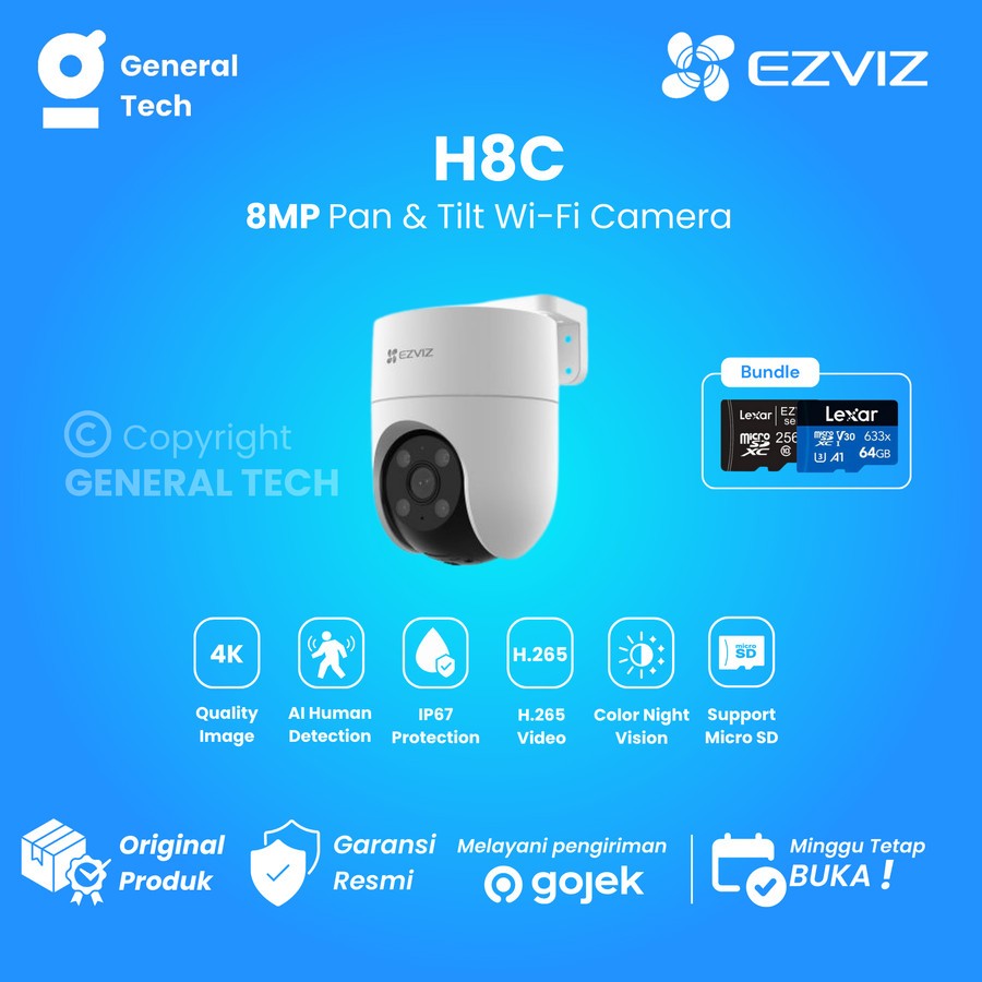 Jual Ezviz H8C Pro 8MP 4K Pan & Tilt Wi-Fi Camera | 4K Support ...