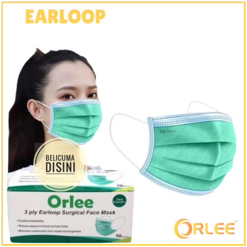Jual 1BOX (50 PCS) Masker Medis Orlee EARLOOP 3 PLY Surgical Face Mask ...