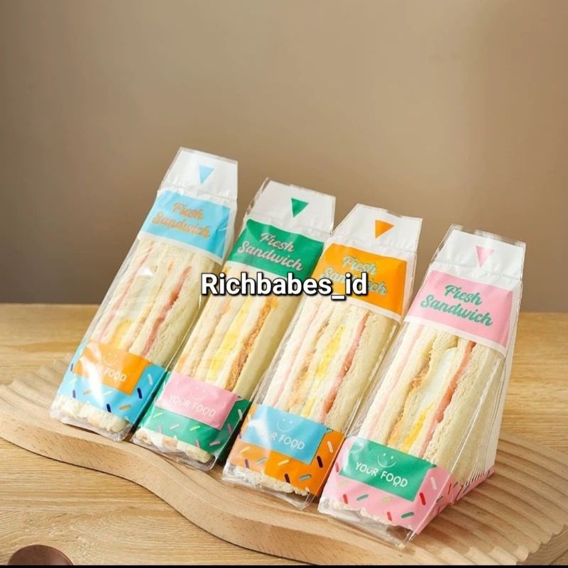 Jual [100pcs] Kemasan Plastik Sandwich Segitiga Praktis Plastik Roti ...