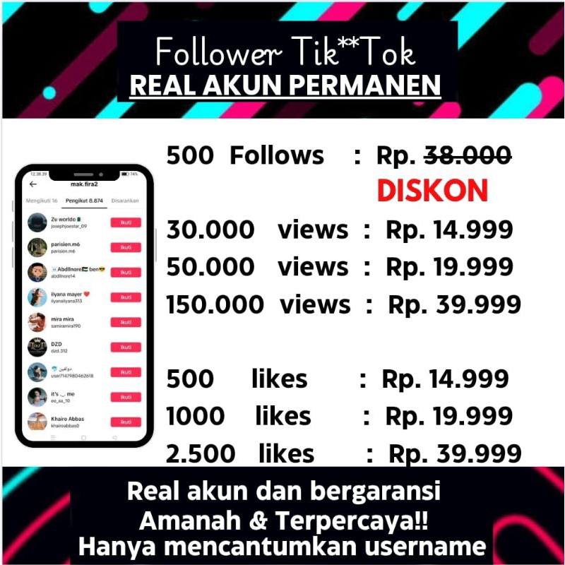 Jual FOLLOWER TIK**TOK PERMANEN | Shopee Indonesia
