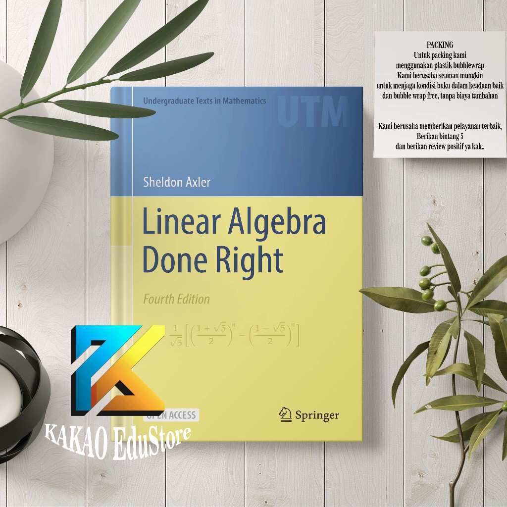 Jual Linear Algebra Done Right Sheldon Axler Fourth Edition | Shopee ...