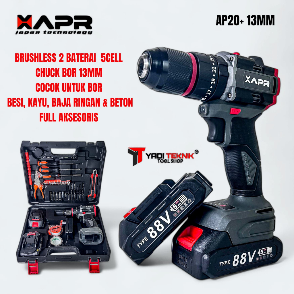 Jual BOR CORDLESS APR JAPAN AP20+ 88V BRUSHLESS 13MMM KEYLESS CHUCK ...