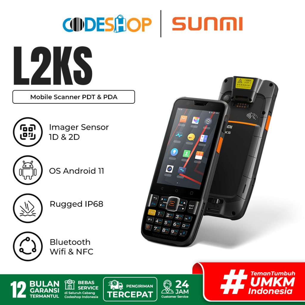 Jual Sunmi L2KS Scanner Barcode PDT PDA Scan 1D 2D QR Rugged Smart Mobile Terminal | Shopee ...