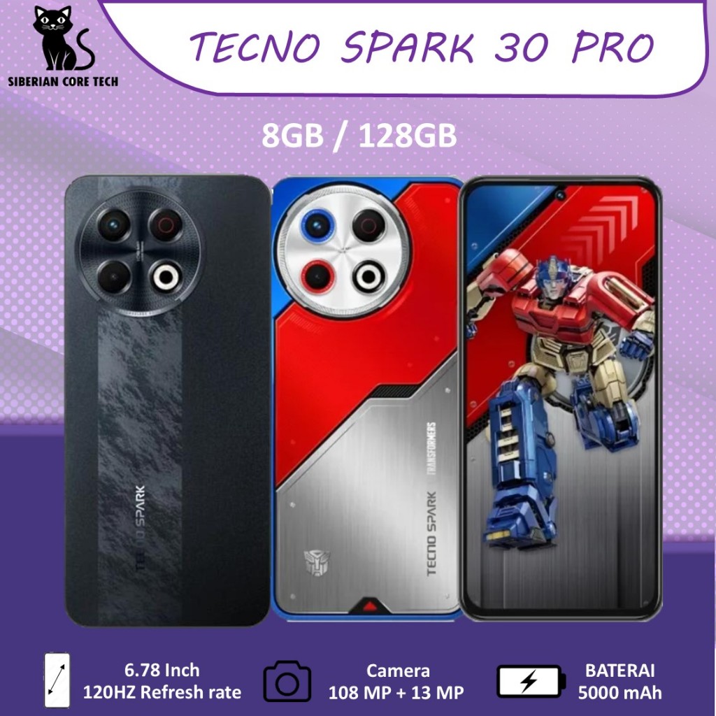 Jual Tecno Spark 30Pro [8GB/256GB] HELIO G100 AMOLED GARANSI RESMI | Shopee Indonesia