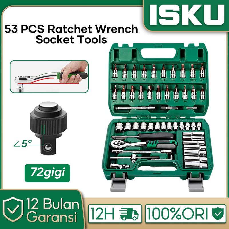 Jual ISKU Tool kit Set Kunci Sok set 53pcs/kunci pas Set 12pcs 8-19mm 1/2 kunci Mata Sok lengkap ...