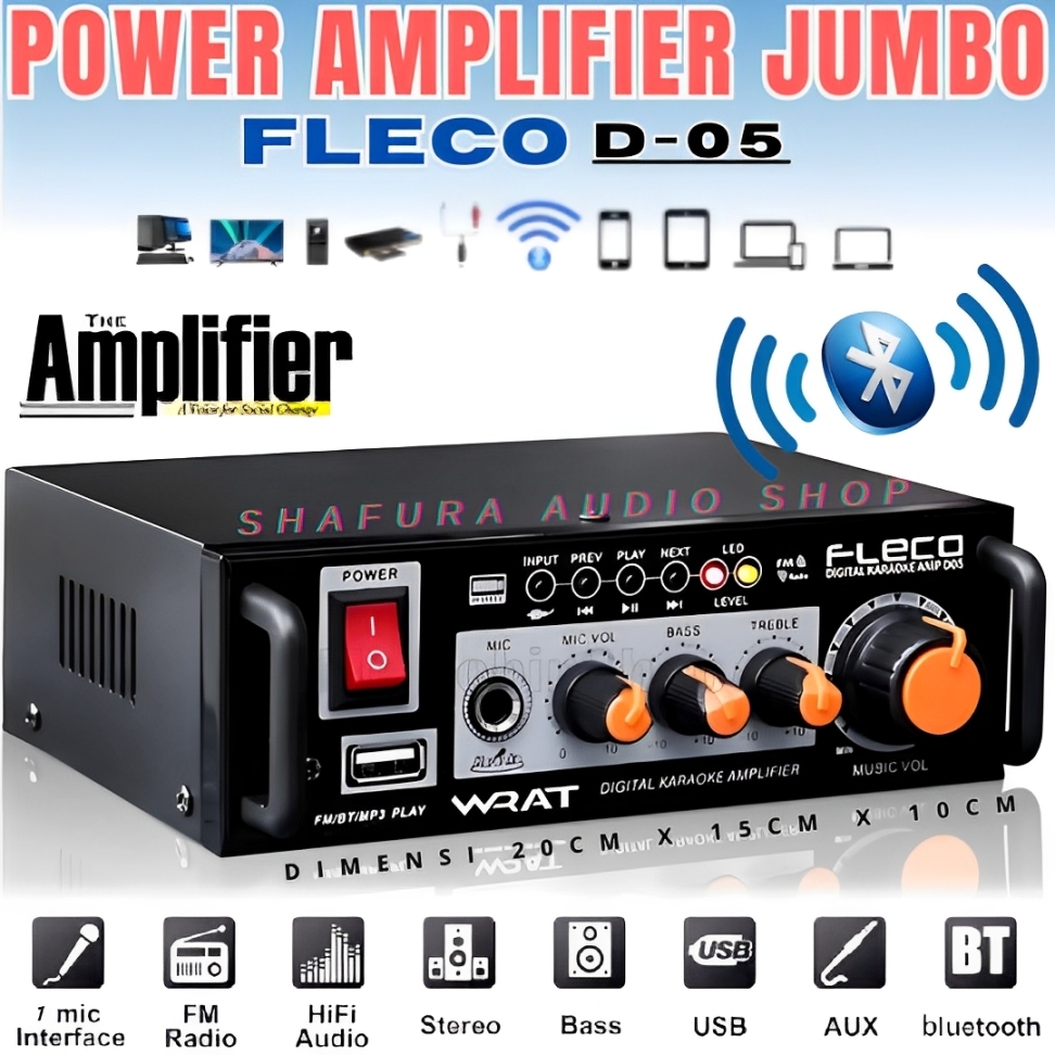 Jual Ampliefier Mini Full Power | Fleco Power Amplifier Mini Bluetooth ...