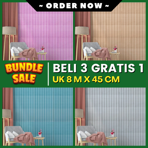 Jual SPECIAL BUNDLE Wallpaper Stiker Dinding Kamar Tidur Premium Motif Salur Garis Biru Pink ...