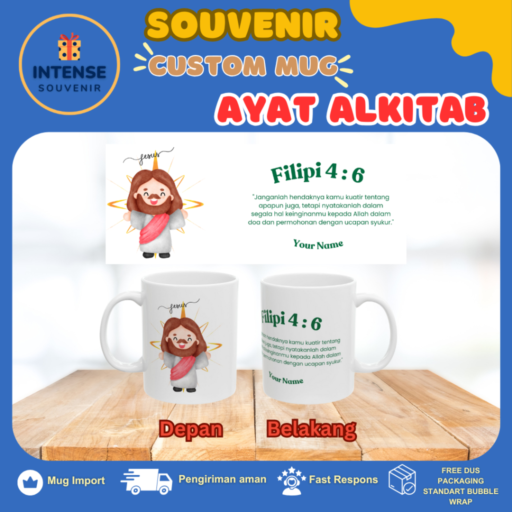 Jual Mug Custom Ayat Alkitab Rohani | Free Custom Nama | Free Dus ...