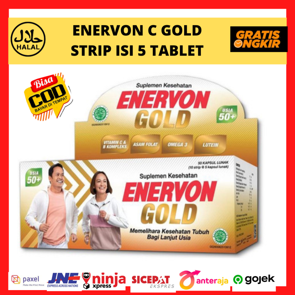 Jual Enervon C Gold Vitamin Lansia per Strip isi 5 Kapsul Untuk Usia ...