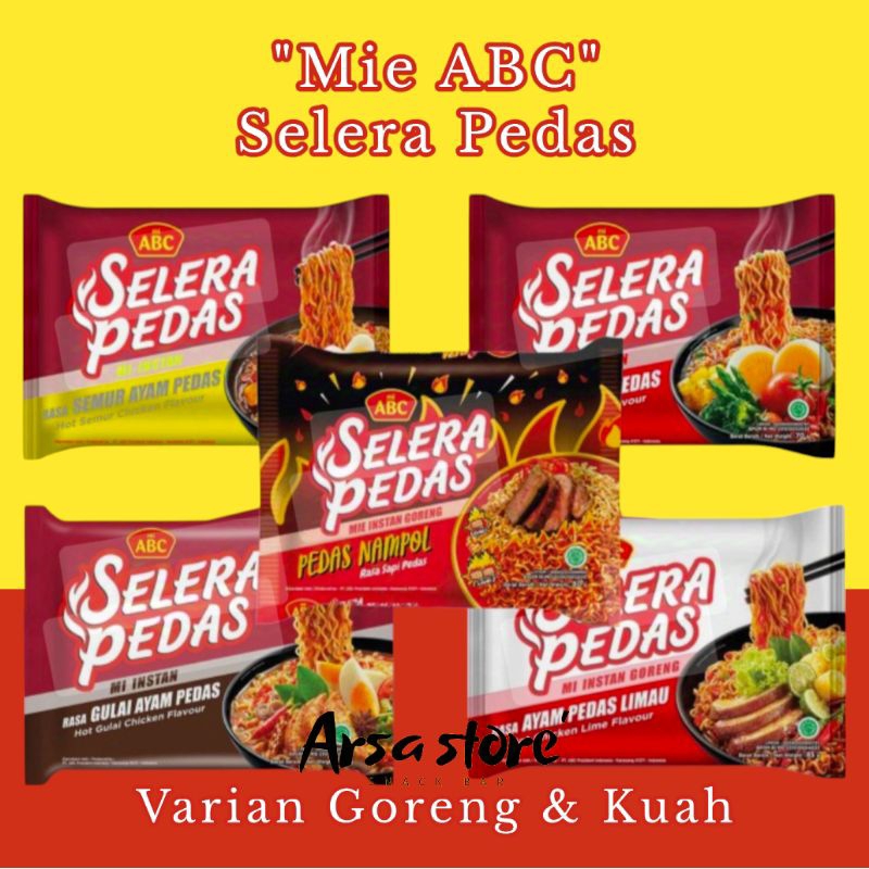 Jual Mie ABC Selera Pedas 70g (1 Paket isi 5pcs) | Shopee Indonesia