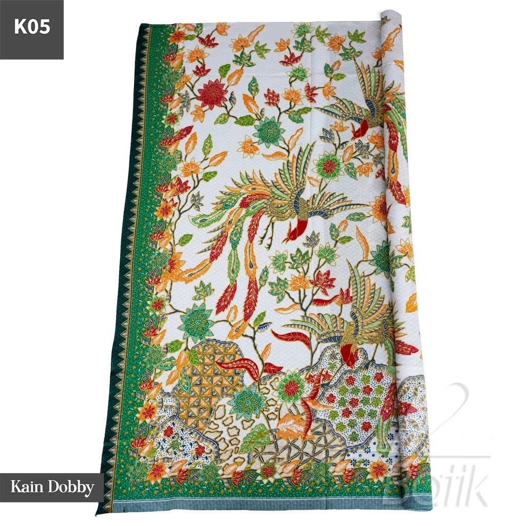 Jual Kain Batik Dobby Premium Motif Burung Warna Putih Hijau Merah ...