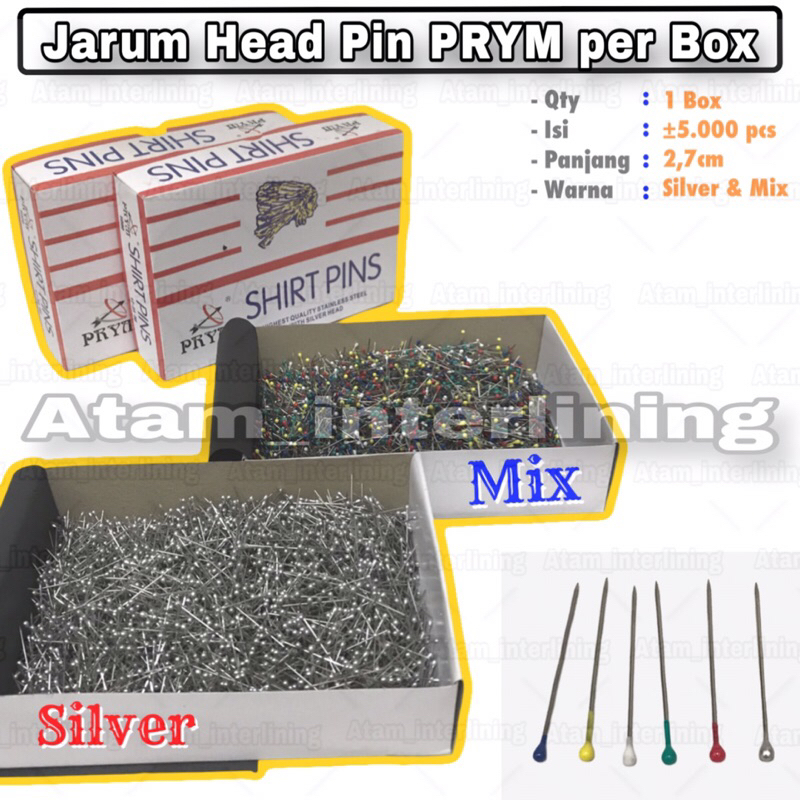 Jual 1 Box isi ±5.000 pcs | Jarum Head Pin Kecil panjang 2,7cm | Jarum ...