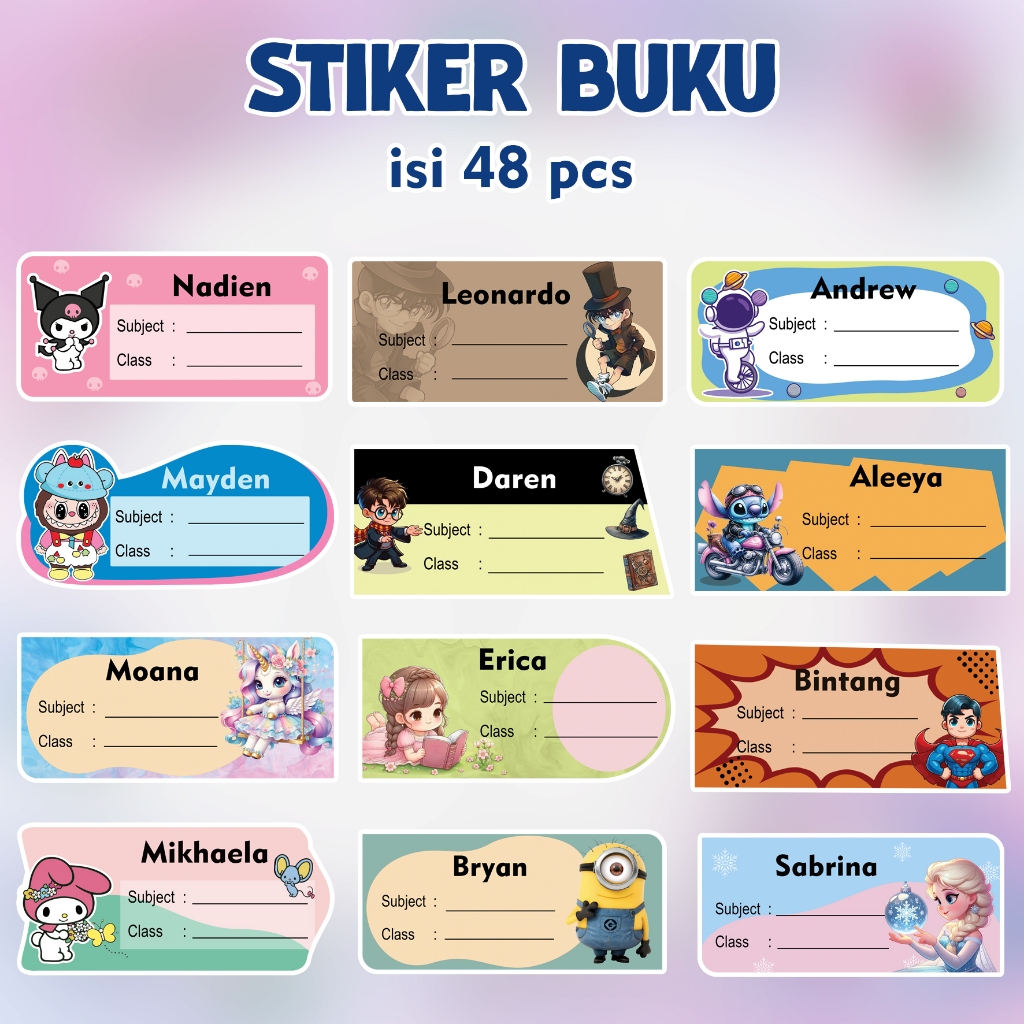 Jual Stiker Nama Custom | Stiker Nama Buku | Stiker Nama Murah | Shopee ...