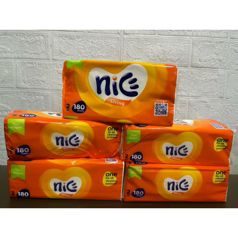 Jual [1 paket=5 pak/pcs] Tissue Nice 180sheets 2 ply / 360helaj ...