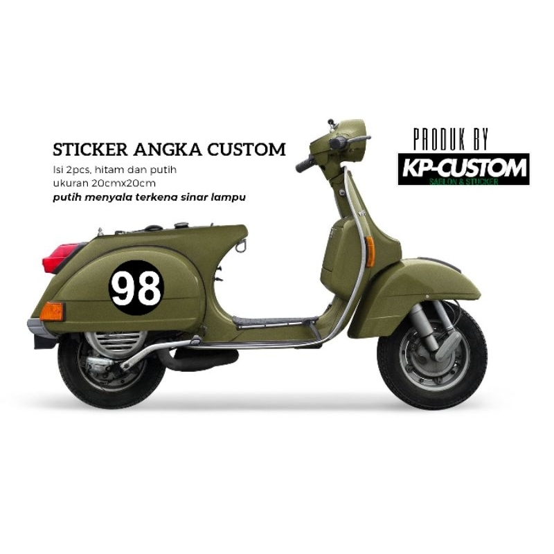 Jual STICKER ANGKA BULAT SCOOTER HITAM PUTIH MENYALA TERKENA SINAR ...