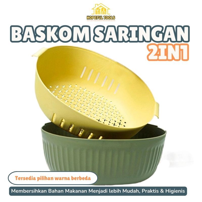 Jual Baskom Saringan 2in1 Serbaguna Dapur Plastik Tebal Wadah Cuci ...