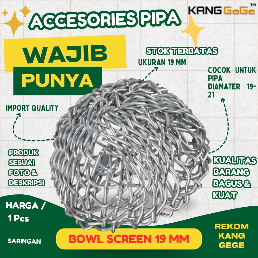 Jual Screen Bowl Ukuran 19 mm - Filter Kawat Saringan Bawah Bowl Pipa ...