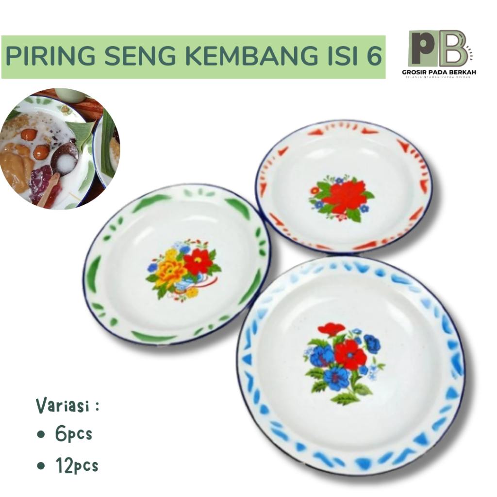 Jual Piring Enamel Jadul Motif Bunga Piring Seng Ukuran 20 cm 22 cm ...