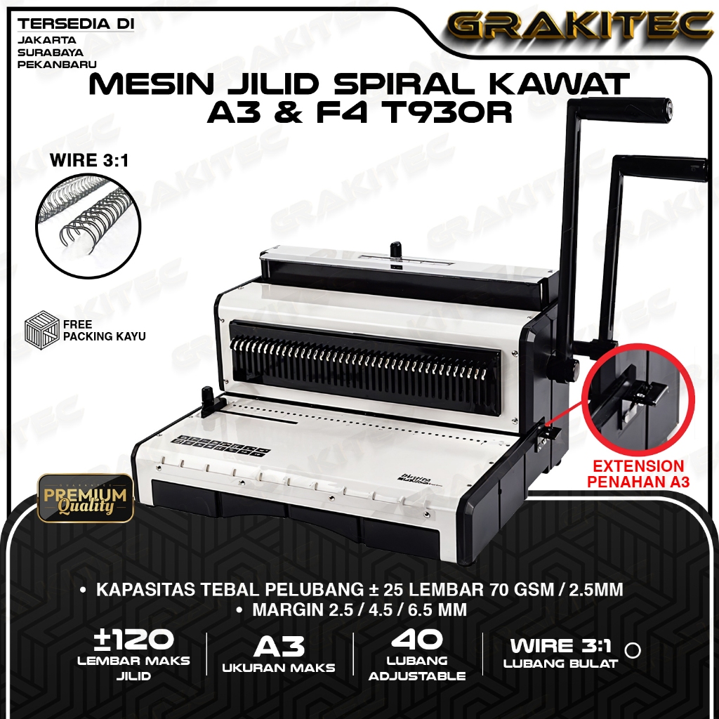 Jual Mesin Jilid Spiral Kawat F4 & A3 T930R Lubang Bulat 3:1 Premium ...