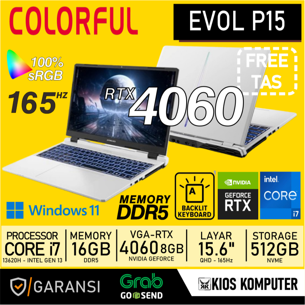 Jual LAPTOP GAMING COLORFUL EVOL P15 23-HJ76B CORE I7-13620H 16GB DDR5 ...