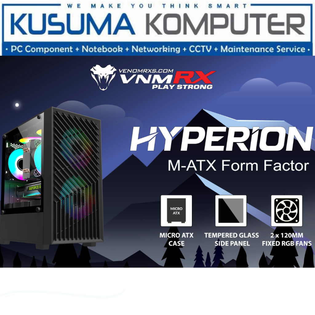Jual VenomRX HYPERION with 2 FAN RGB Micro ATX Casing Gaming | Shopee ...