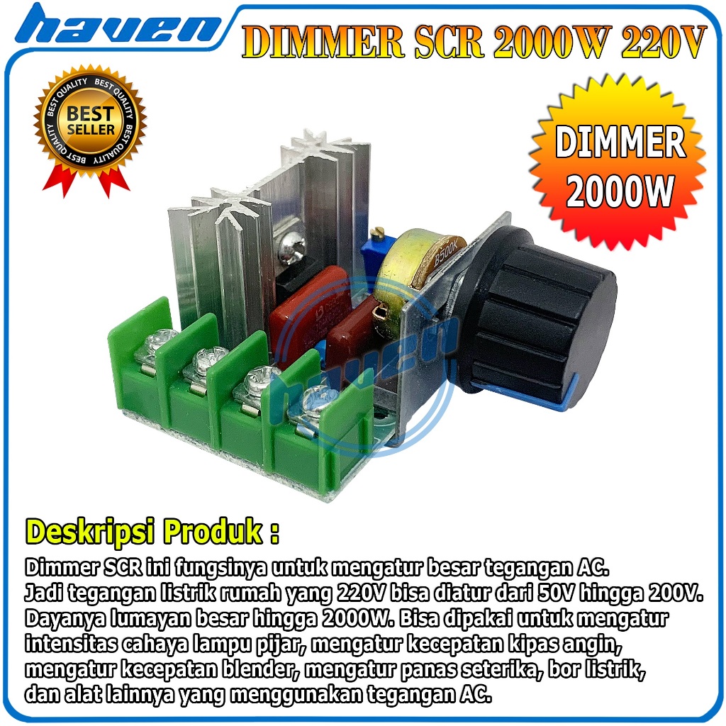 Jual Dimmer SCR 2000W Regulator Voltage 220V AC Motor Gurinda Bor Motor Speed Controller Pwm ...