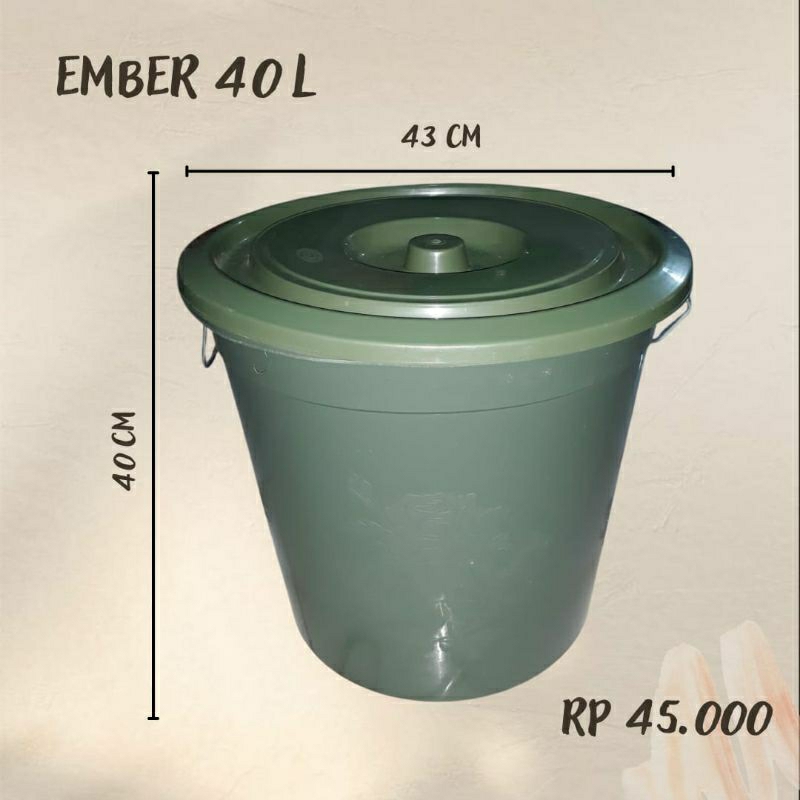 Jual EMBER PLASTIK 40 LITER | TUTUP DAN GAGANG BESI | Shopee Indonesia