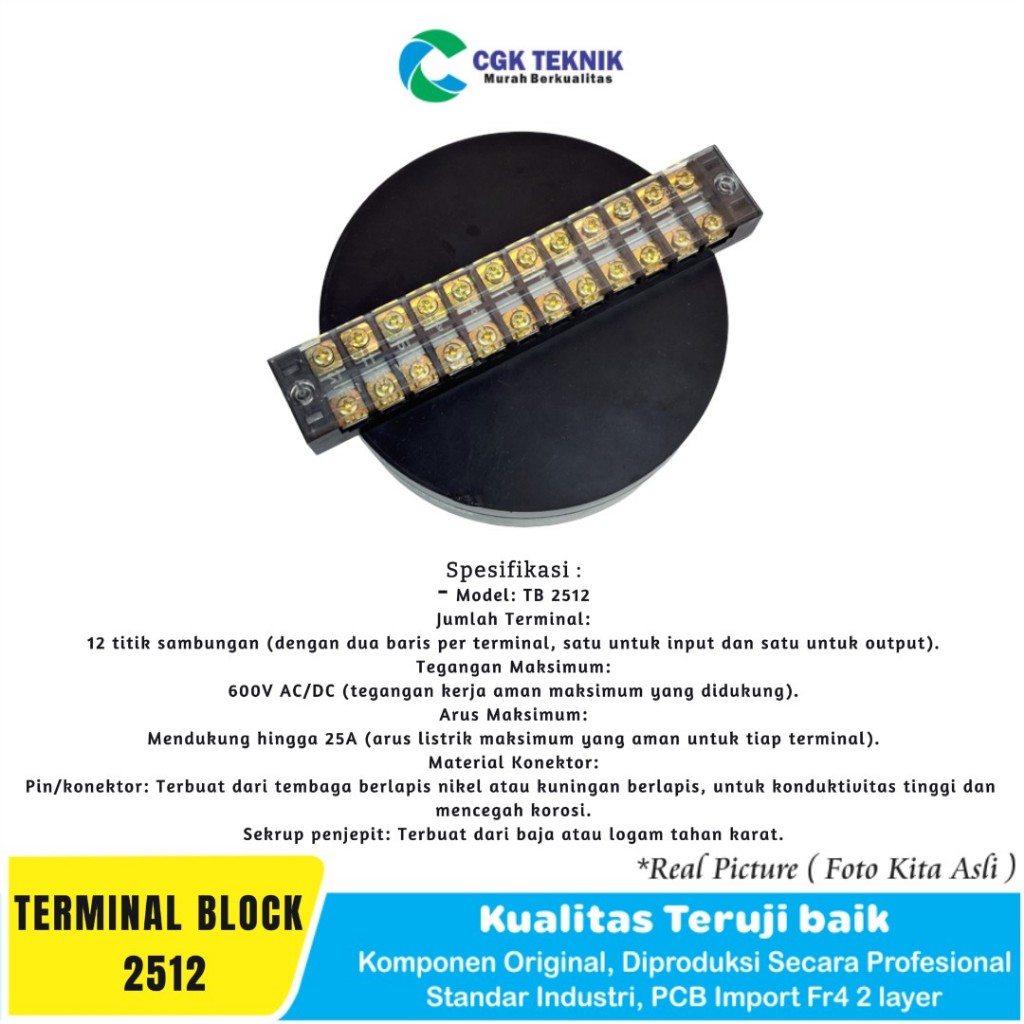 Jual CGK TEKNIK - TERMINAL BLOCK TB 2512 - BLOK TERMINAL 25A 12 PIN | Shopee Indonesia