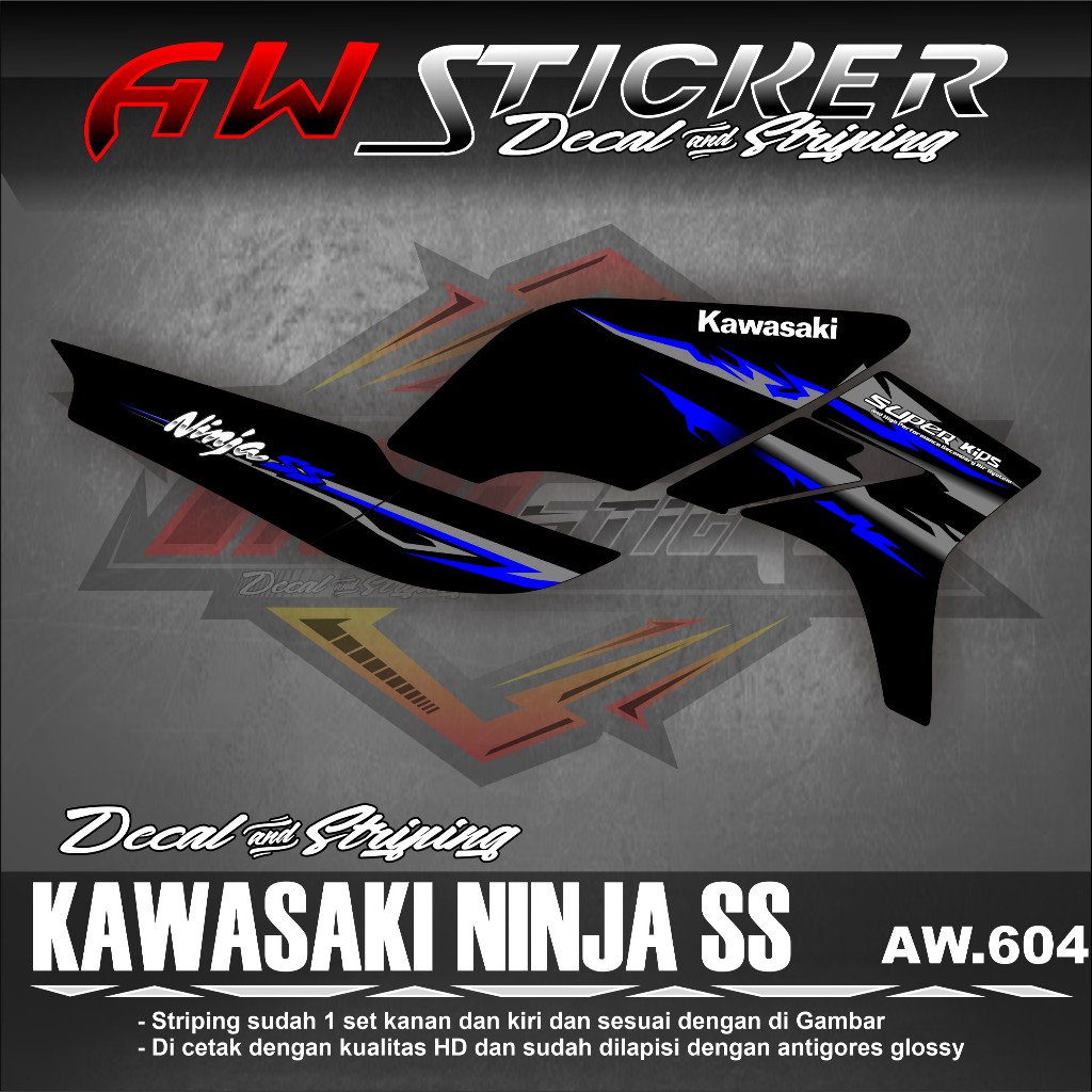 Jual sticker striping kawasaki ninja ss striping semifull terbaru AW ...