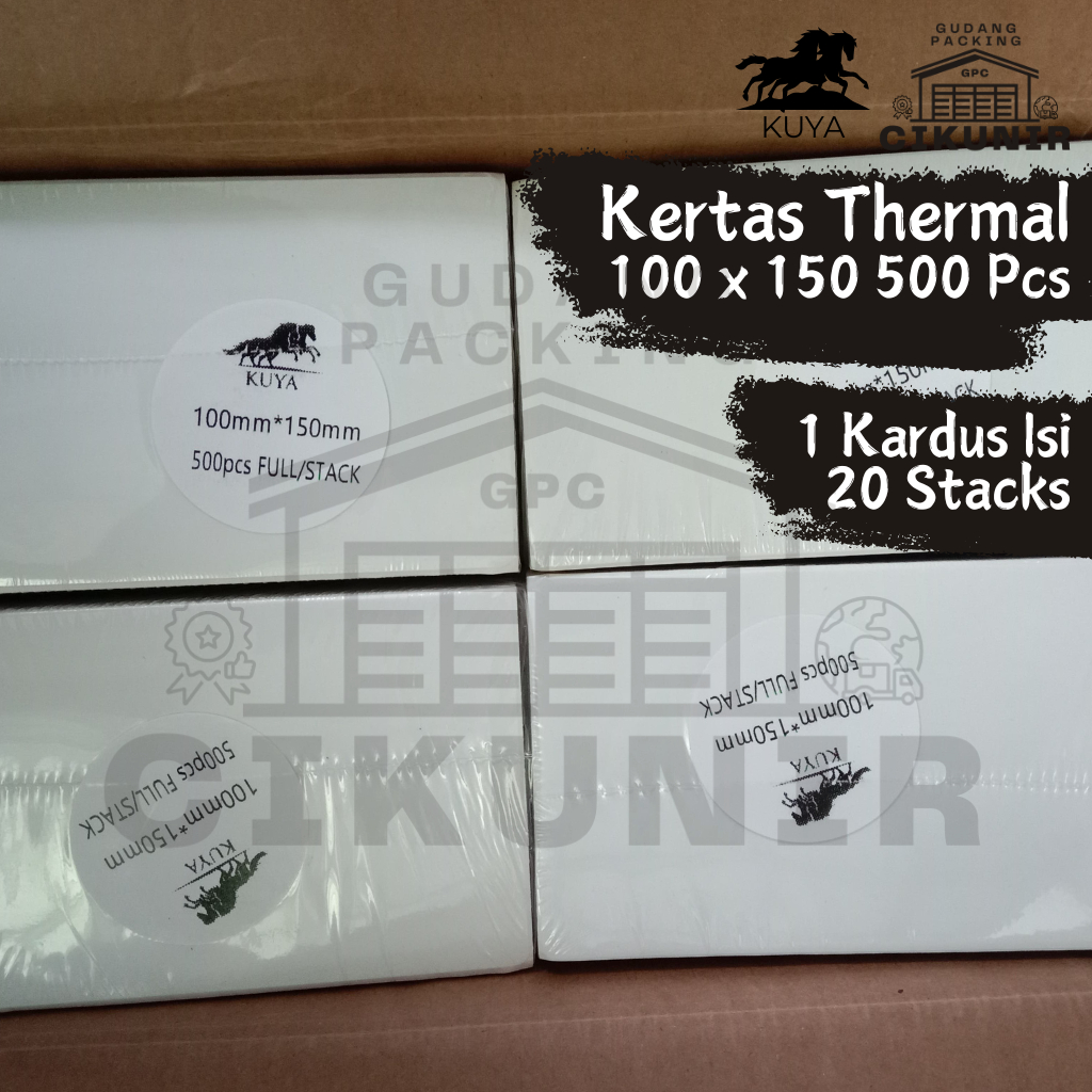 Jual Kertas Thermal Kuya 100mm x 150mm 500 Lembar Kotak/Lembaran 1 DUS ...