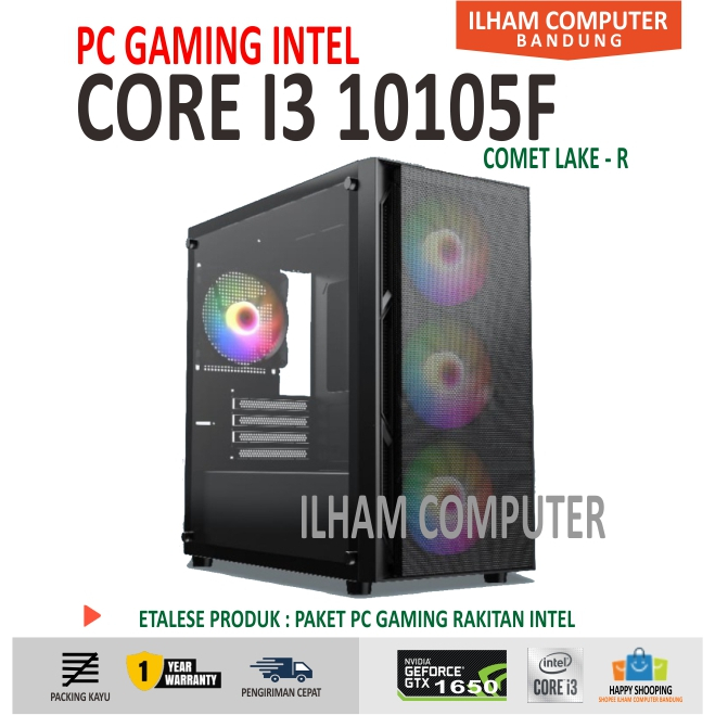 Jual PC GAMING INTEL CORE I3 10105F VGA GTX1650 4GB DDR4 16GB SSD 256GB ...