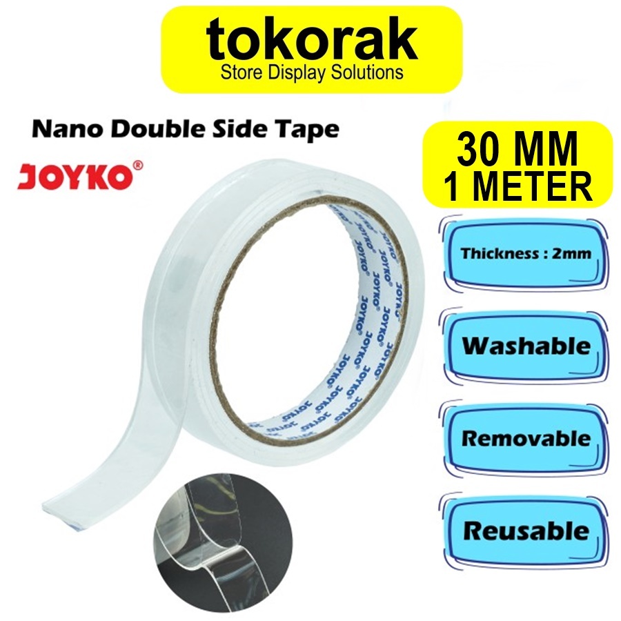 Jual NANO DOUBLE SIDED TAPE 30 MM X 1 METER JOYKO PITA PEREKAT DUA SISI NDST-1 DOUBLE TAPE NANO ...