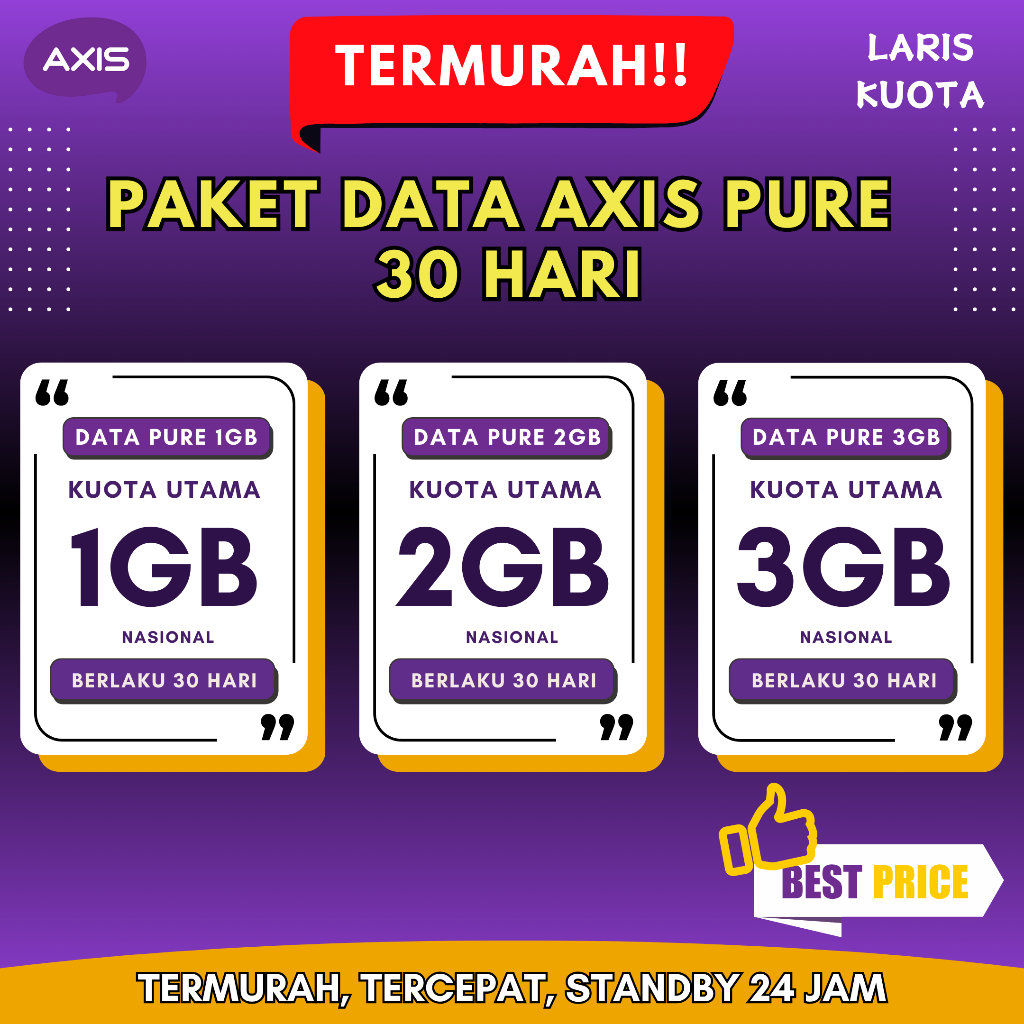 Jual Paket Data Kuota Axis Pure Bulanan 30 Hari Termurah Kualitas Terbaik | Shopee Indonesia