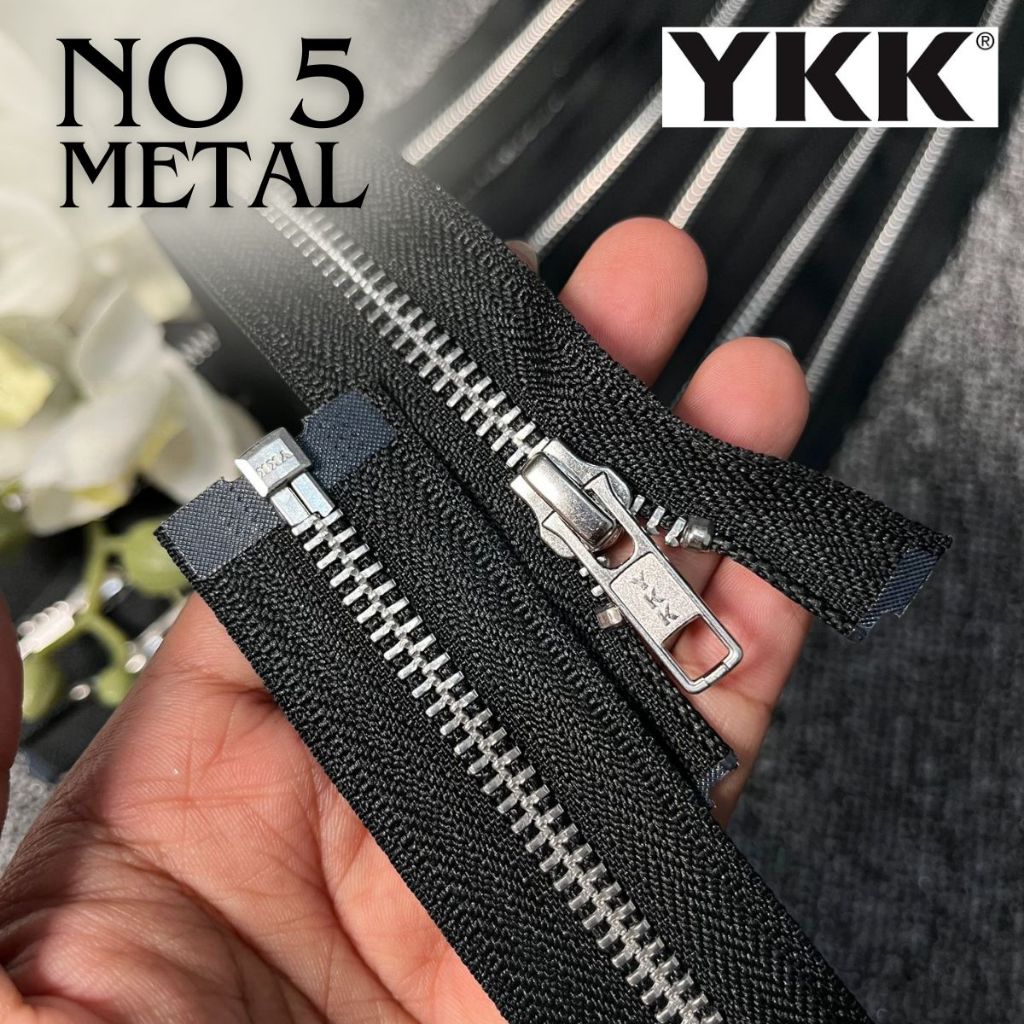 Jual Resleting Jaket YKK No 5 Gigi Metal DA8 Silver Gold ATG Nomor 5 Besi Autolock Zipper Open ...