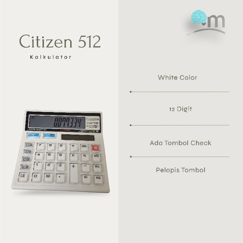 Jual Kalkulator Citizen CT 512 Putih | Shopee Indonesia