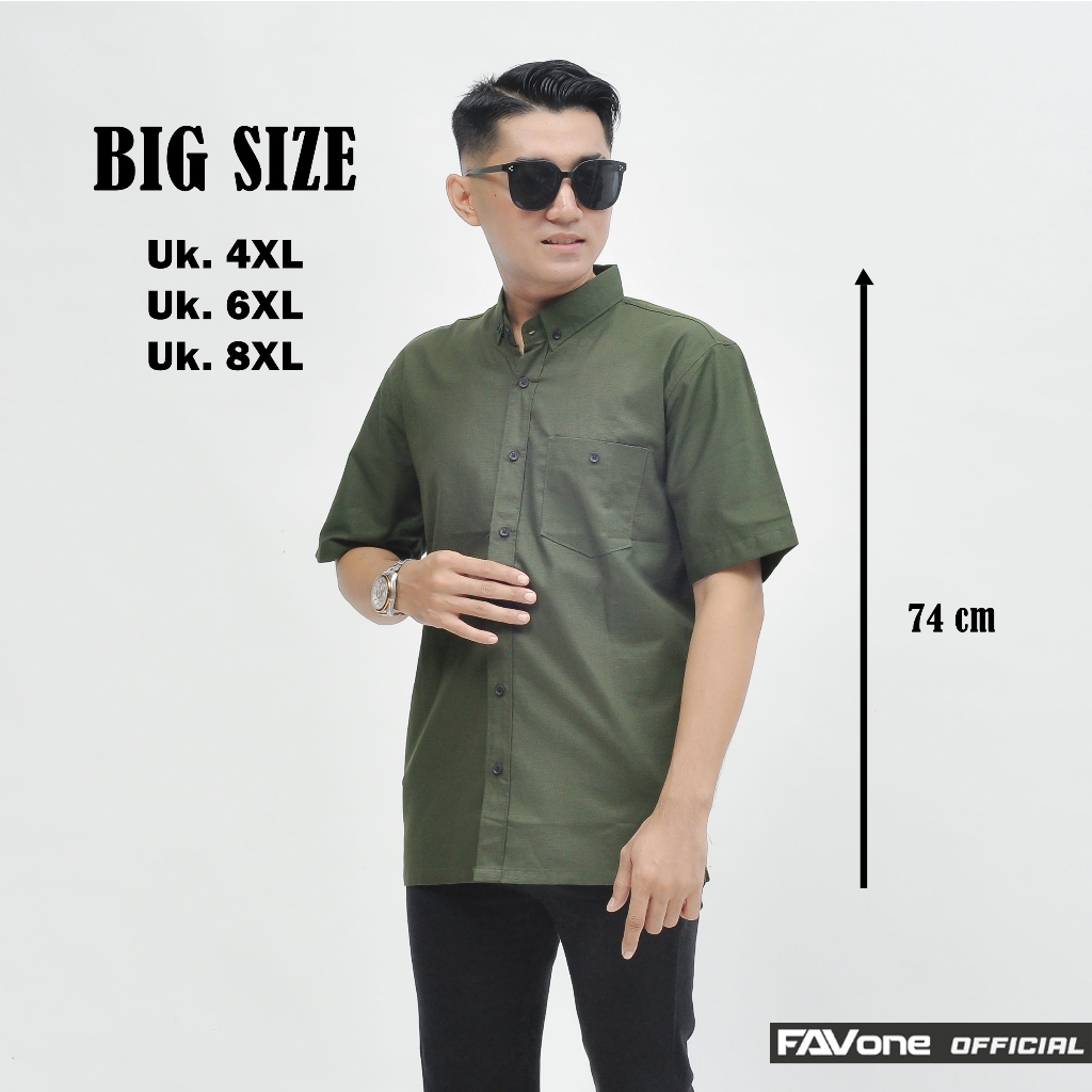 Jual FAVone - Kemeja Polos Pria Dewasa Big Size Pendek M L XL 4Xl 6Xl 8Xl | Shopee Indonesia