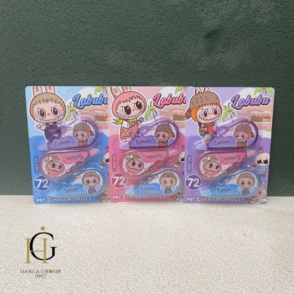 Jual Correction Tape Labubu 1 set isi 3 pcs CT-1751 / Cortape penghapus ...