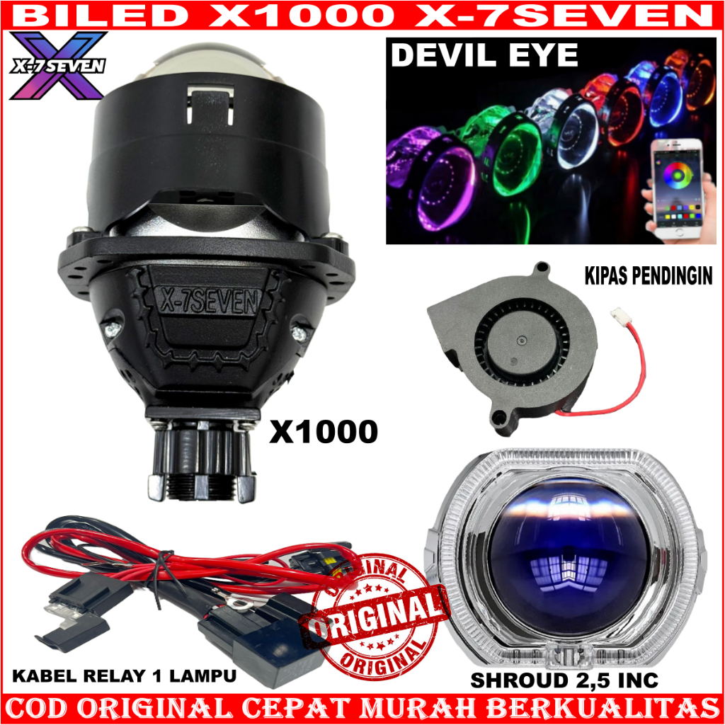 Jual X-7SEVEN X1000 PAKET BUNDLING BILED MOTOR 2,5 INCHI 58 WATT BILED ...