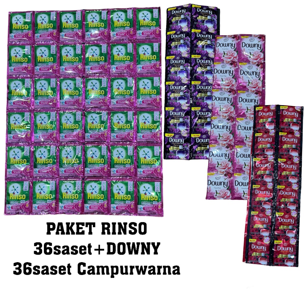 Jual paket 72 sachet selingkuh rinso cair 500an+downy sachet 500 an 36 ...