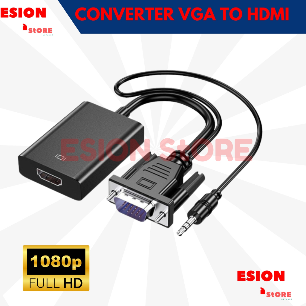 Jual Adapter Converter Kabel VGA to HDMI + Audio VGA Male to HDMI ...