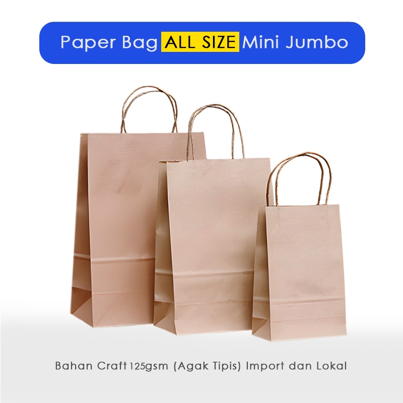 Jual (POLOS) Paper Bag Coklat All Size / Paper Bag Polos Packing Baju ...